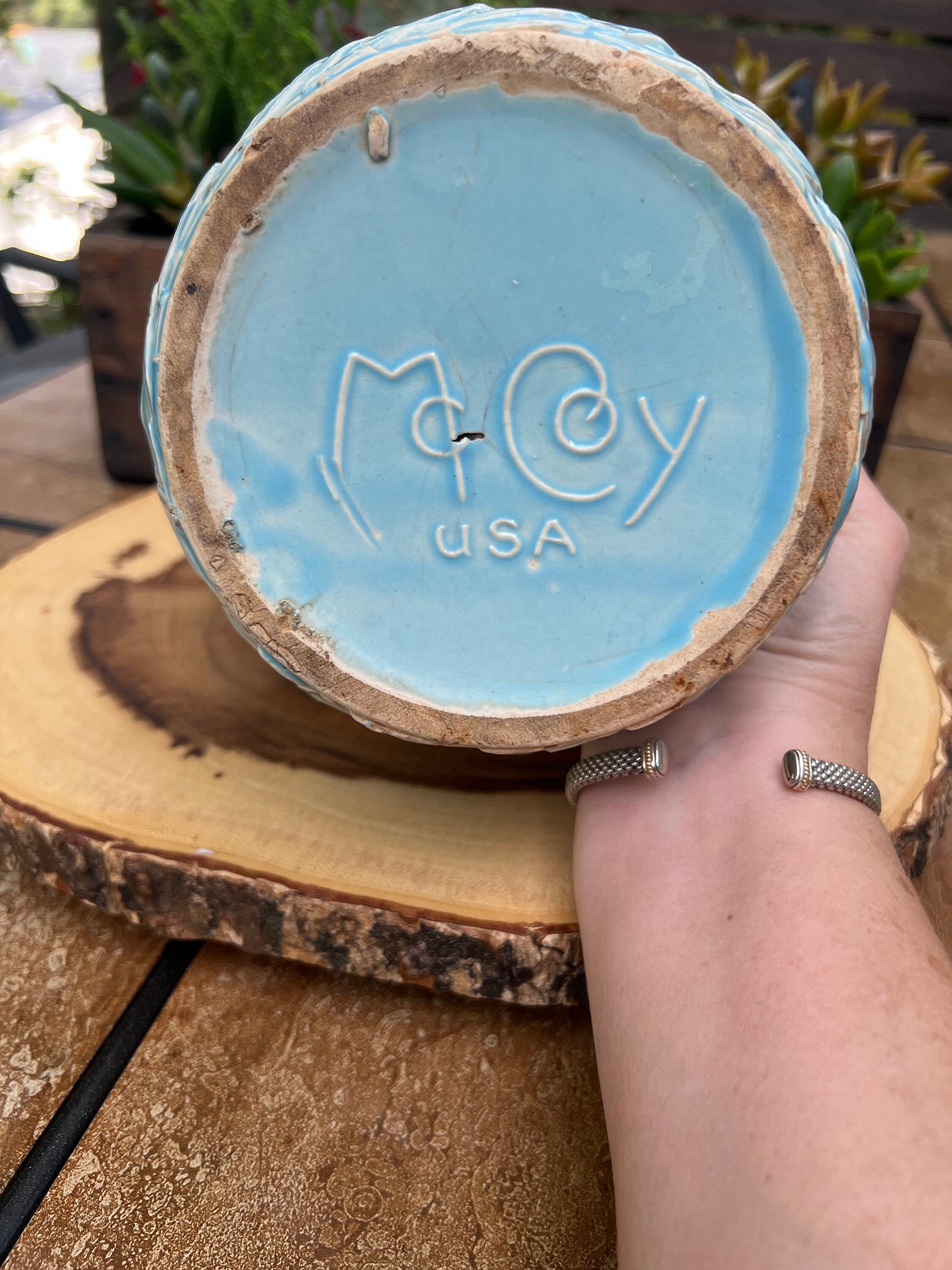 Vintage Mccoy Quilted Light Turquoise 5 Inch Flower Pot With - Etsy