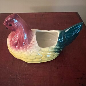 Vintage Tri-colored Hen Planter - Etsy
