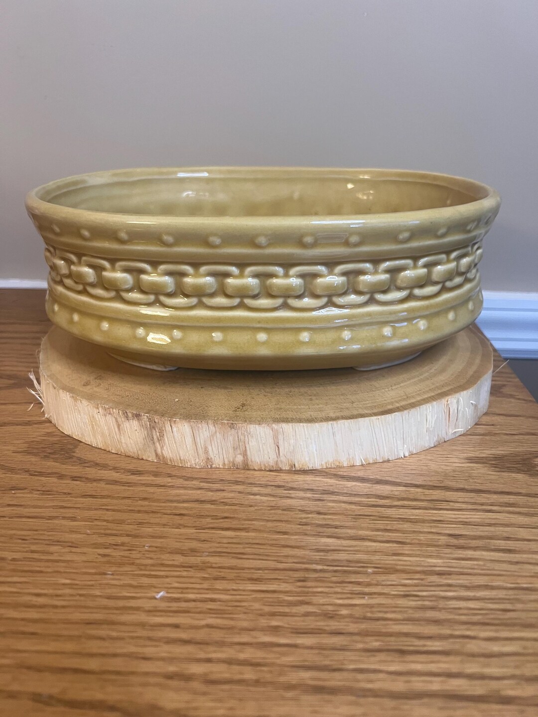 Vintage MCM Planter/planting Dish- Yellow/gold-oval - Etsy
