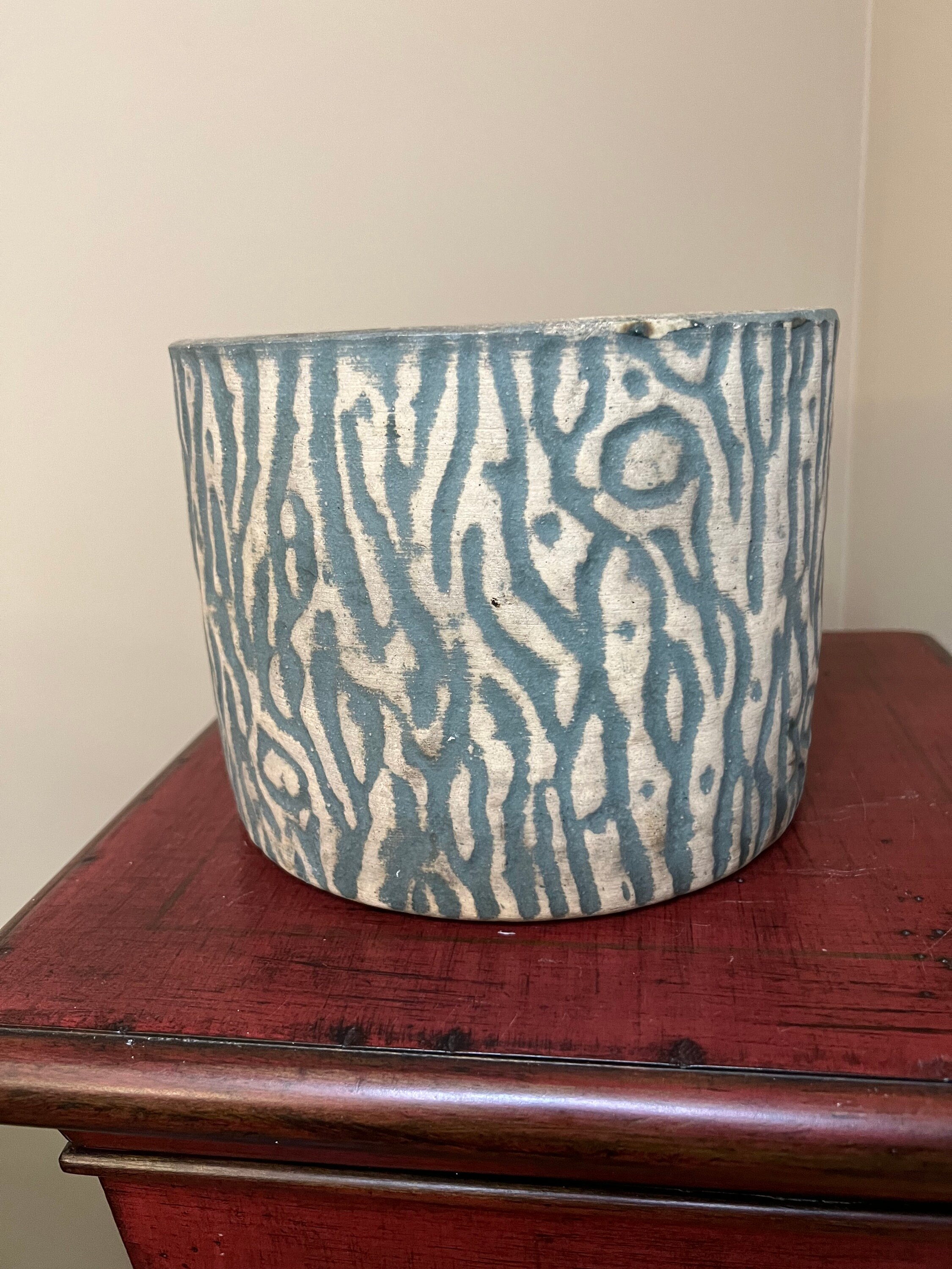 Vintage Red Wing Brush Pottery Planter W Tree Bark and Flower - Etsy