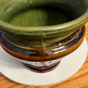 Vintage Early Mccoy Pottery Jardiniere 4 1/2 Brown and Green Glaze ...