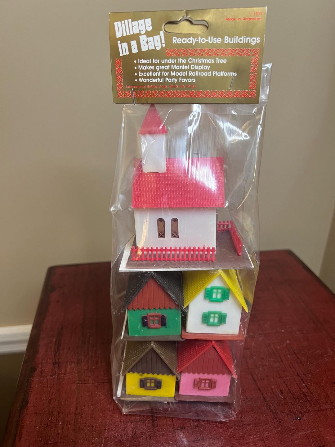 Vintage Plastic Village Houses/church Set in Original Bag- Christmas ...
