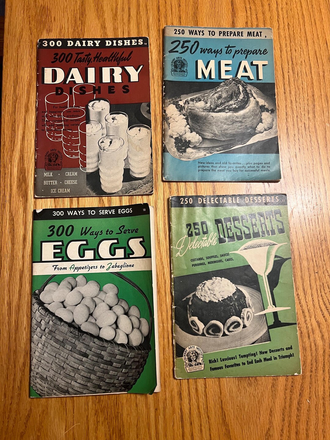 Vintage Set of Four Pamphlet Style 1940s Cookbooks: Meat,eggs,desserts ...