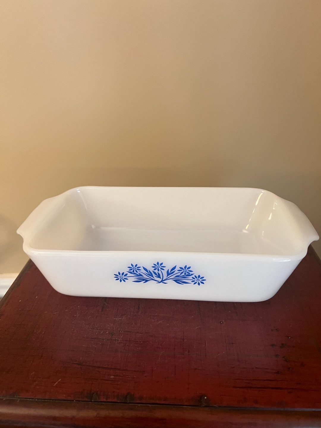 Vintage Anchor Hocking/ Fire King Blue Flower Loaf Pan - Etsy