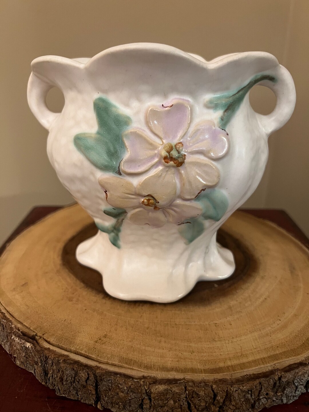 Vintage Weller Pottery Delsa Vase/white With Dogwood - Etsy