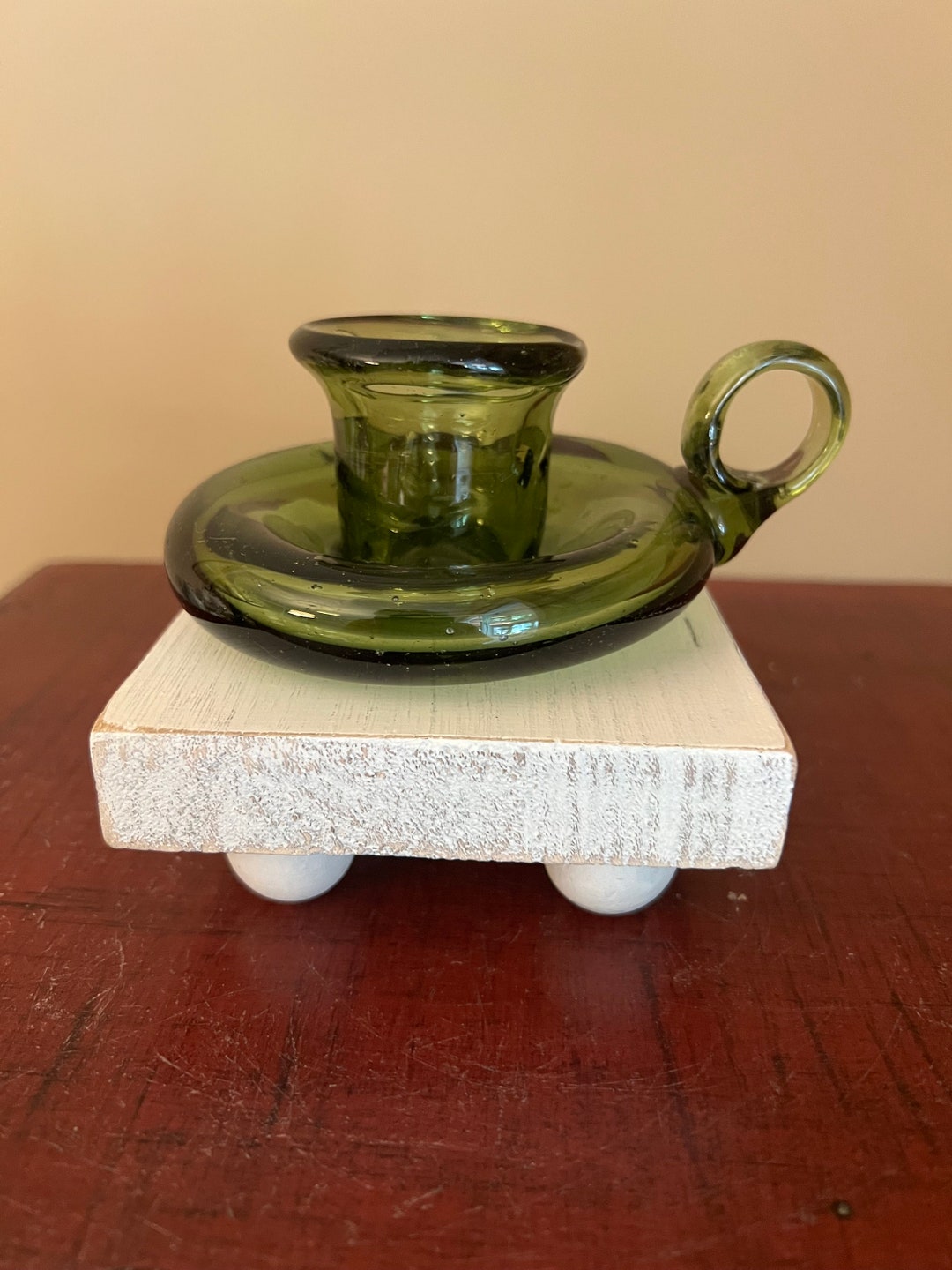 Vintage Jamestown Blown Glass Chamberstick-green - Etsy