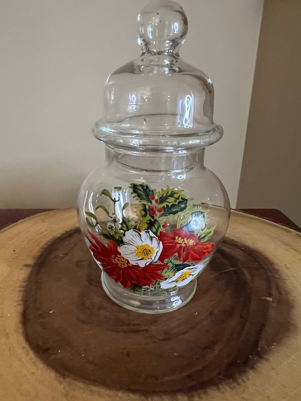 Vintage Libby Christmas Ginger Jar/poinsettia Motif Small - Etsy