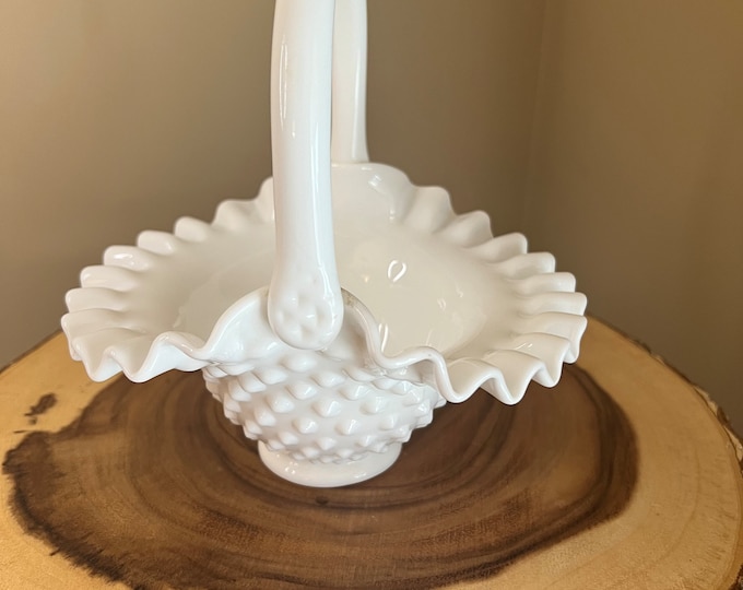 Hobnail Milk Glass Basket - Etsy