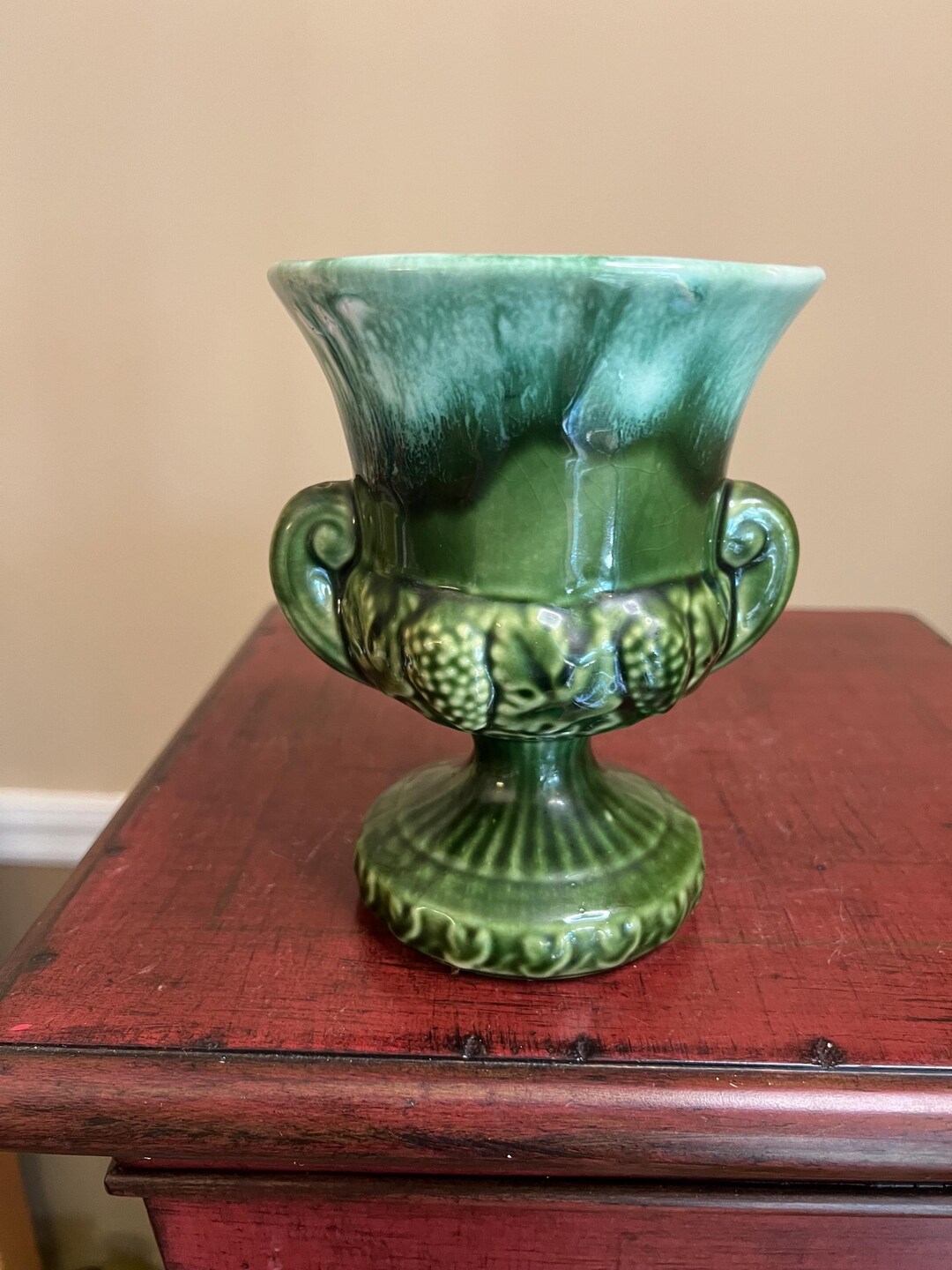 Vintage Green Drip Small Pottery Urn Planter/ Vase - 6” H - Etsy