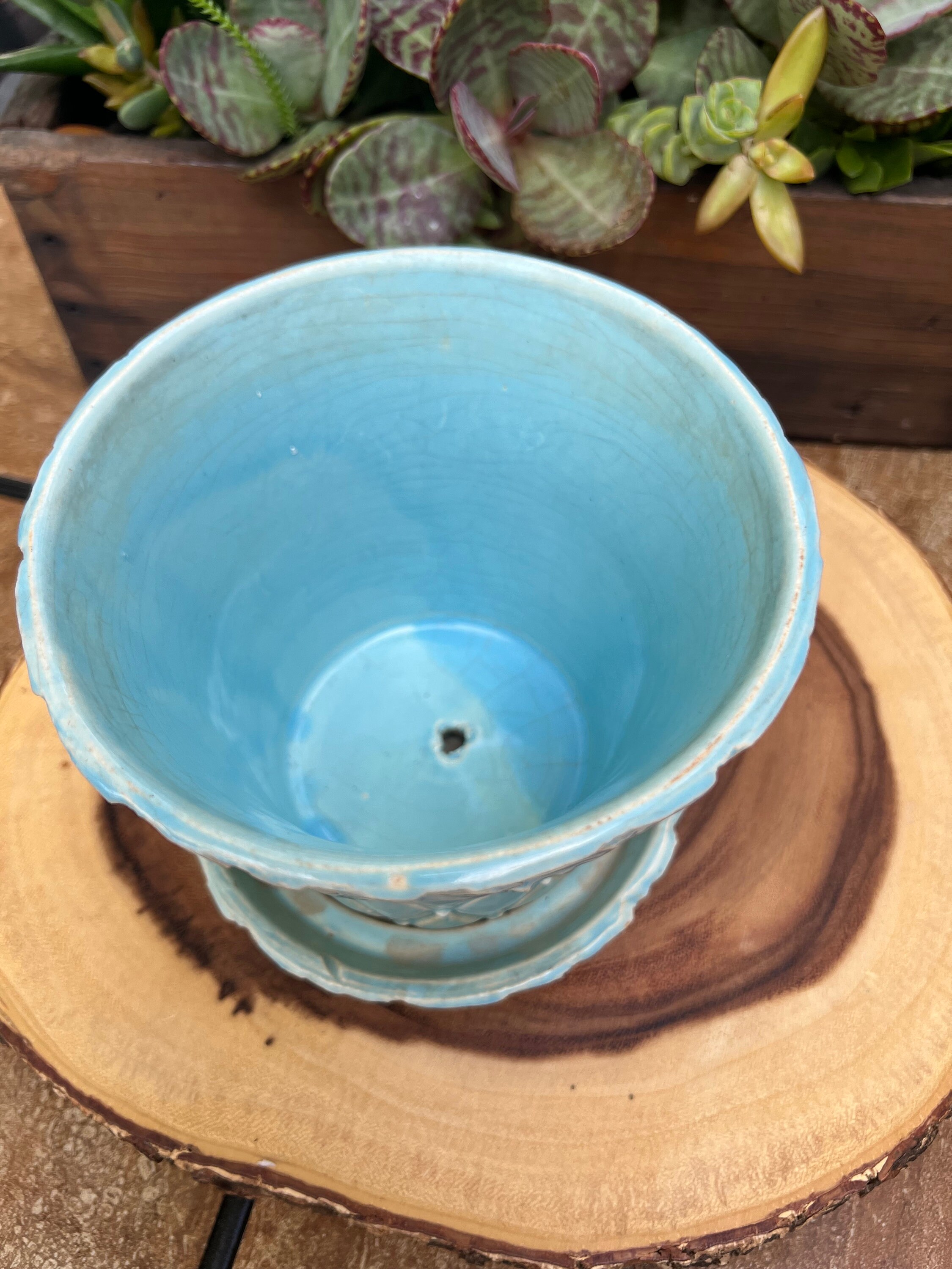 Vintage Mccoy Quilted Light Turquoise 5 Inch Flower Pot With - Etsy