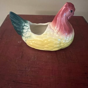 Vintage Tri-colored Hen Planter - Etsy