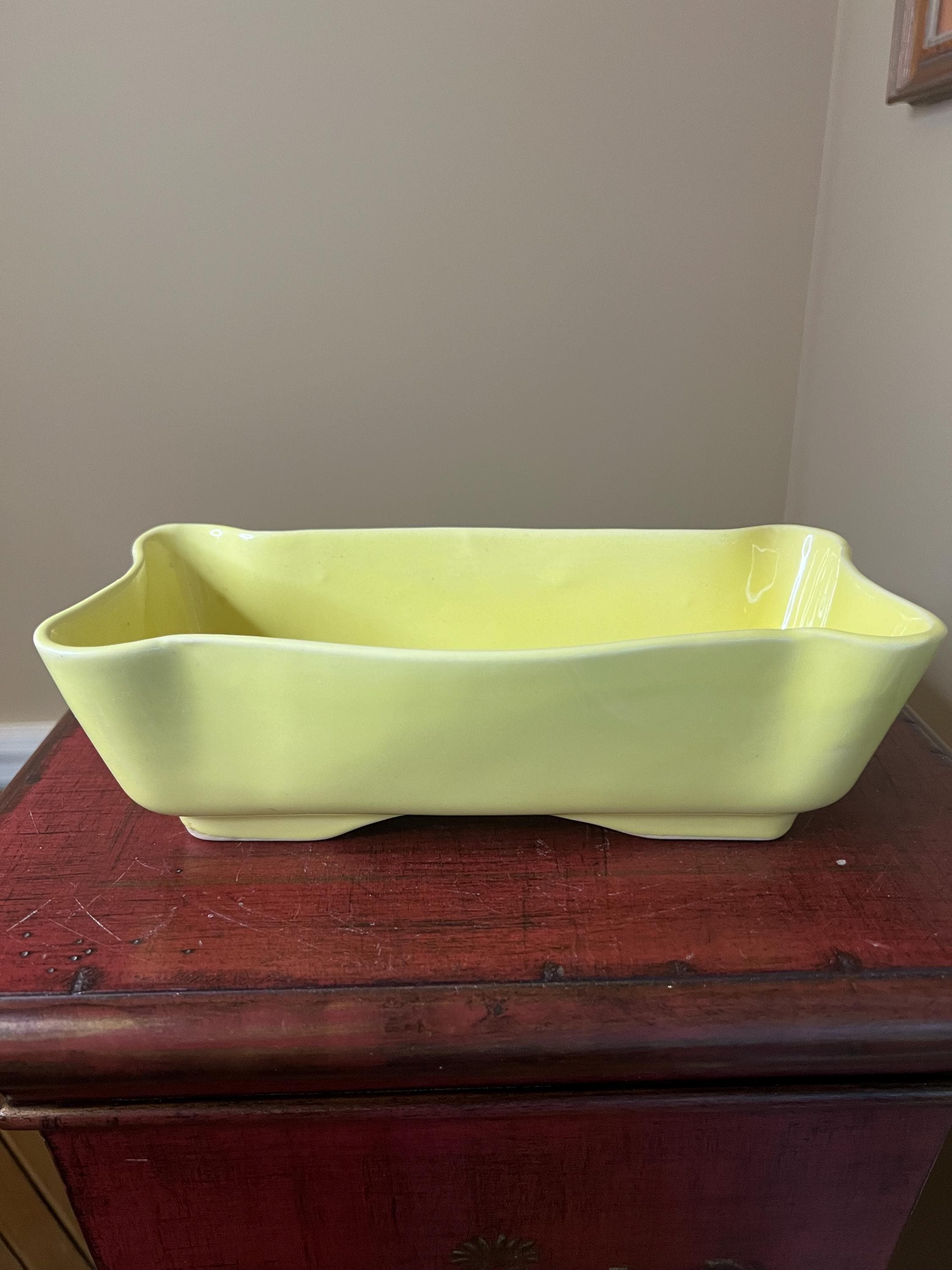 Vintage MCM Yellow Pottery Planter- Rectangular “ Bone” Shape-9” L - Etsy