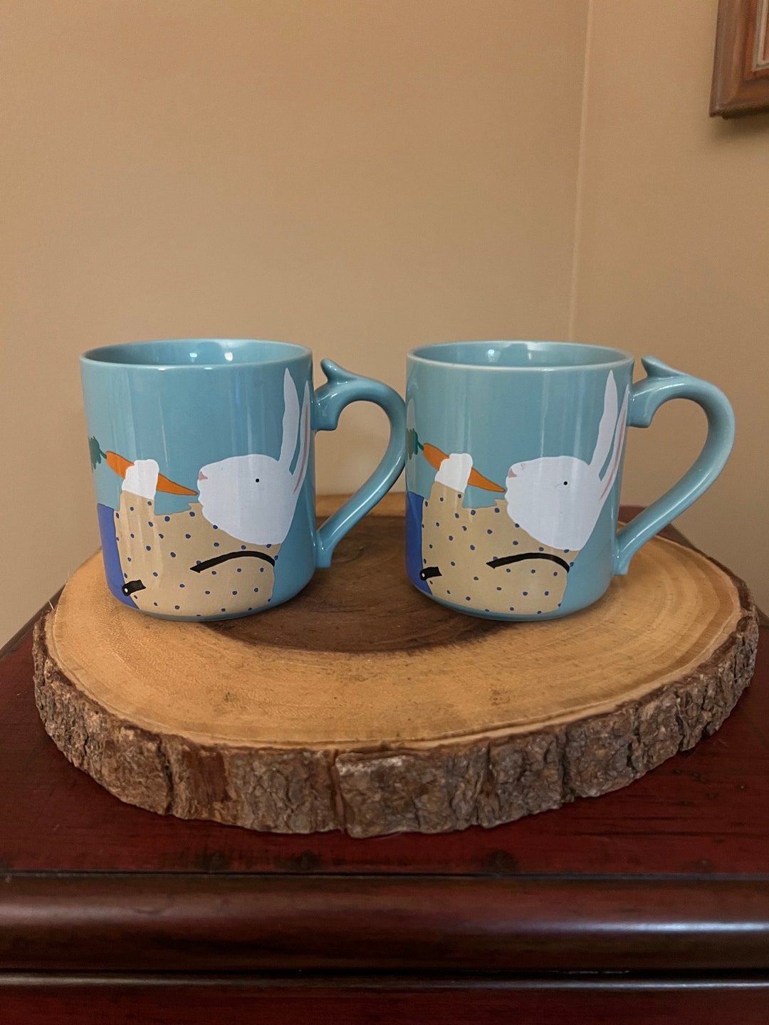 Vintage Kitsch Bunny Mugs (2) Bottman Design Made in Japan - Etsy