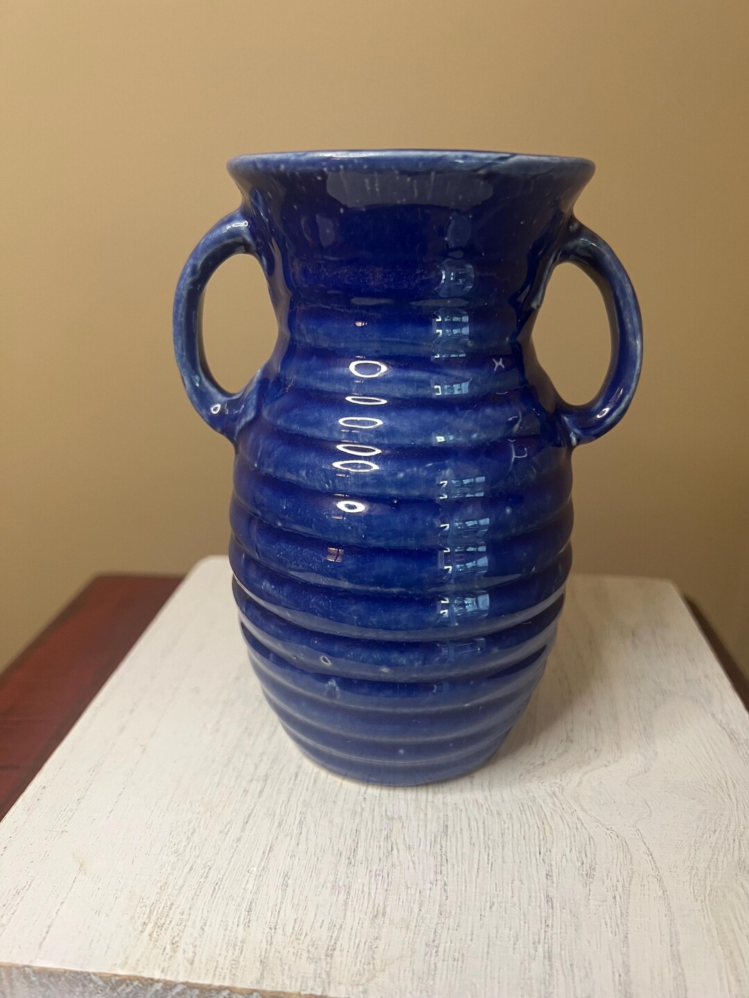 Vintage Mccoy “ Beehive”or “ Ribbed” Cobalt Blue Vase- Double “ S ...