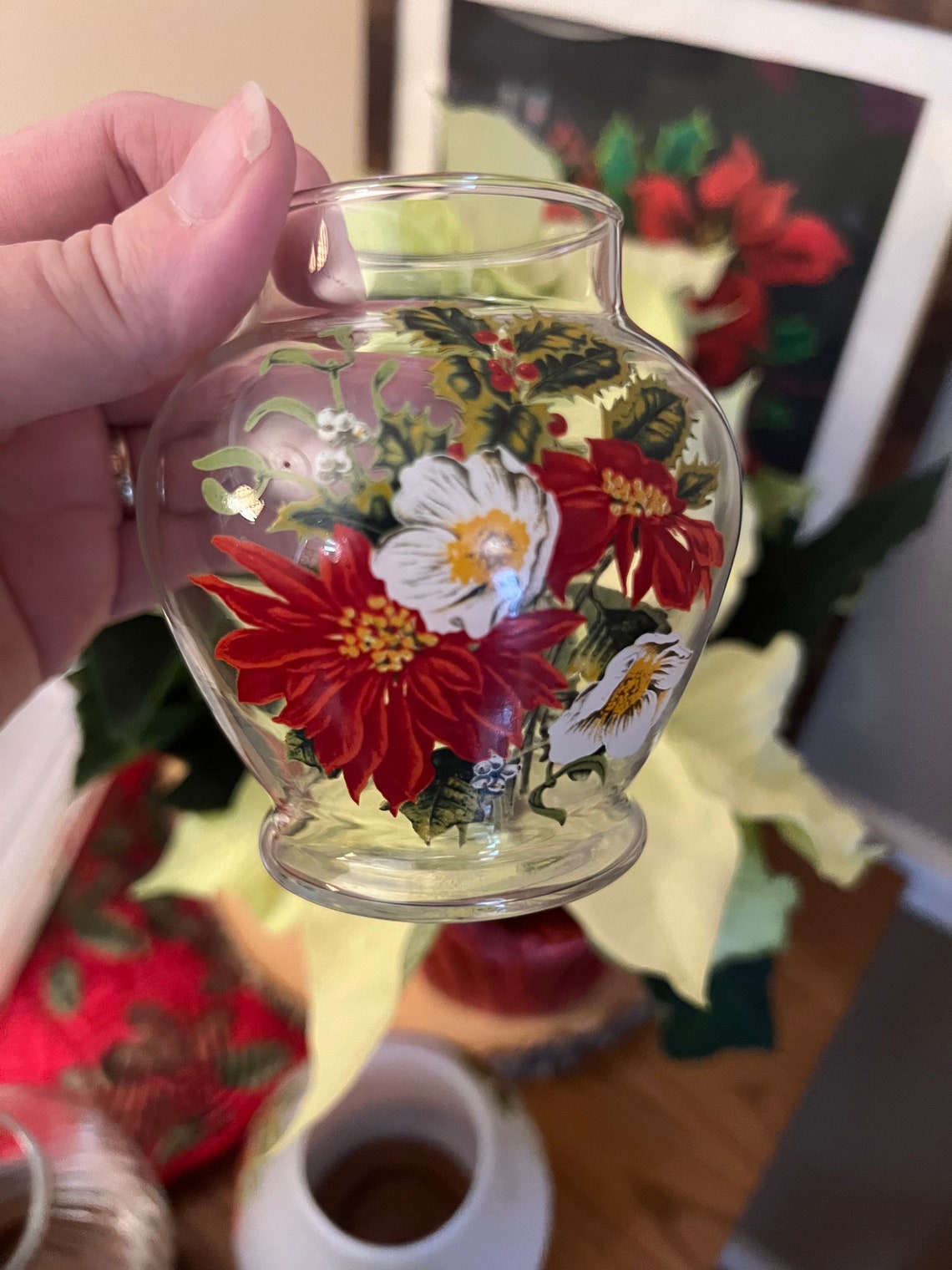 Vintage Libby Christmas Ginger Jar/poinsettia Motif Small - Etsy