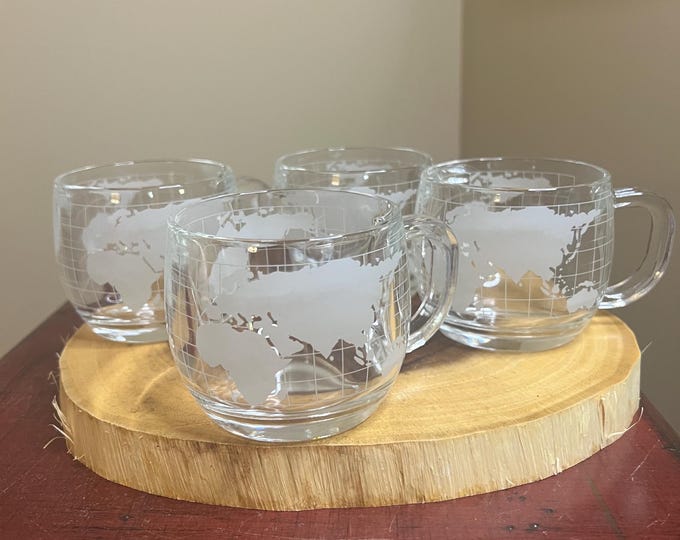 Vintage Nestle Nescafé Glass World Map Mug Set (4) - Etsy