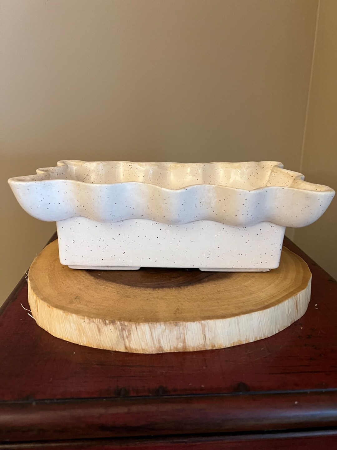 Vintage Cookson Pottery Planter/ Beige Speckled - Etsy