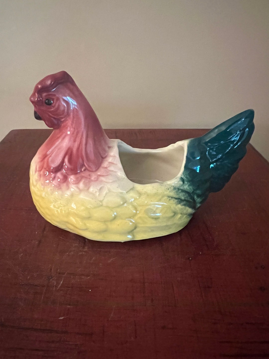 Vintage Tri-colored Hen Planter - Etsy