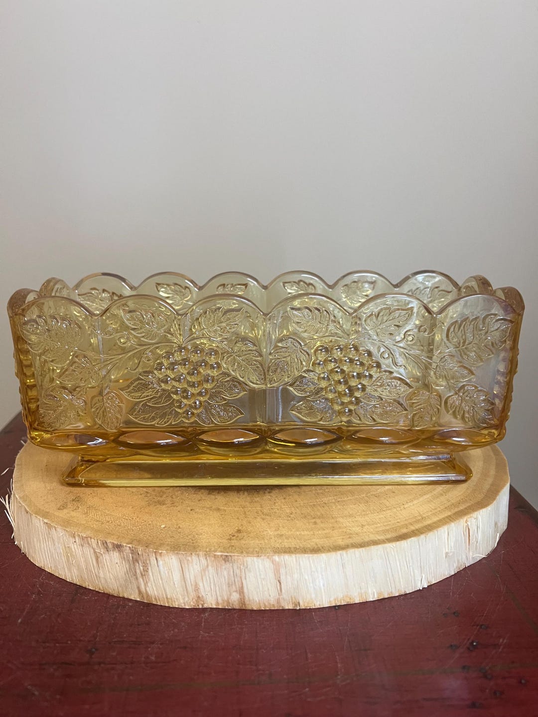 Vintage Westmoreland Amber Glass Planter/ Window Sill Planter- Paneled ...