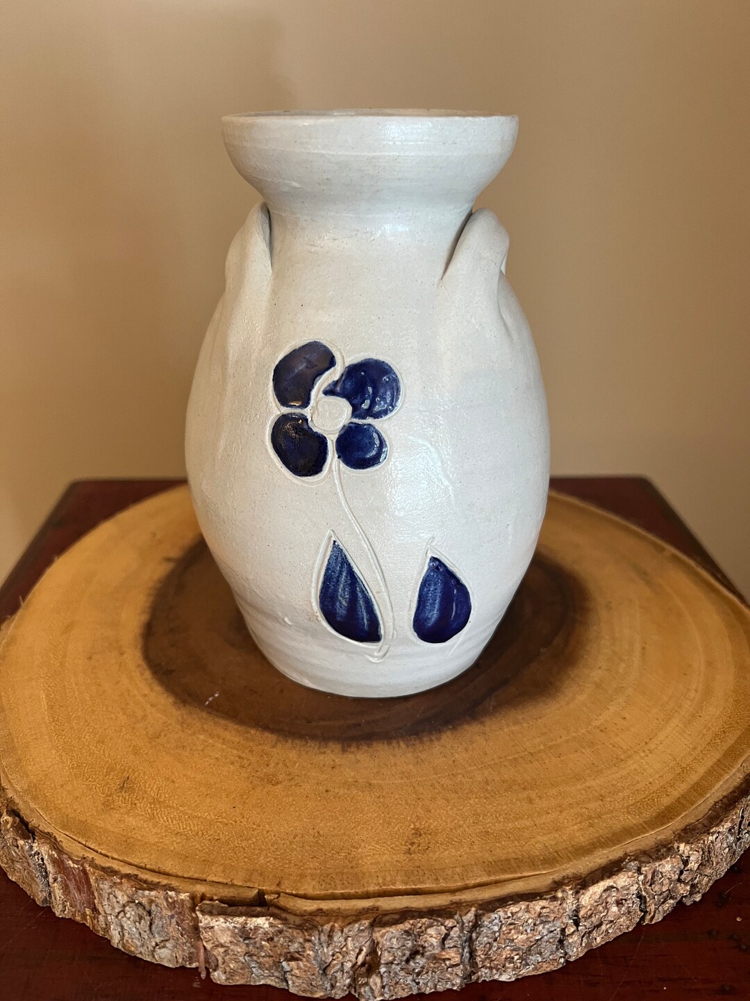 Vintage Salt Glaze Williamsburg VA Vase/jug With Blue Flower - Etsy