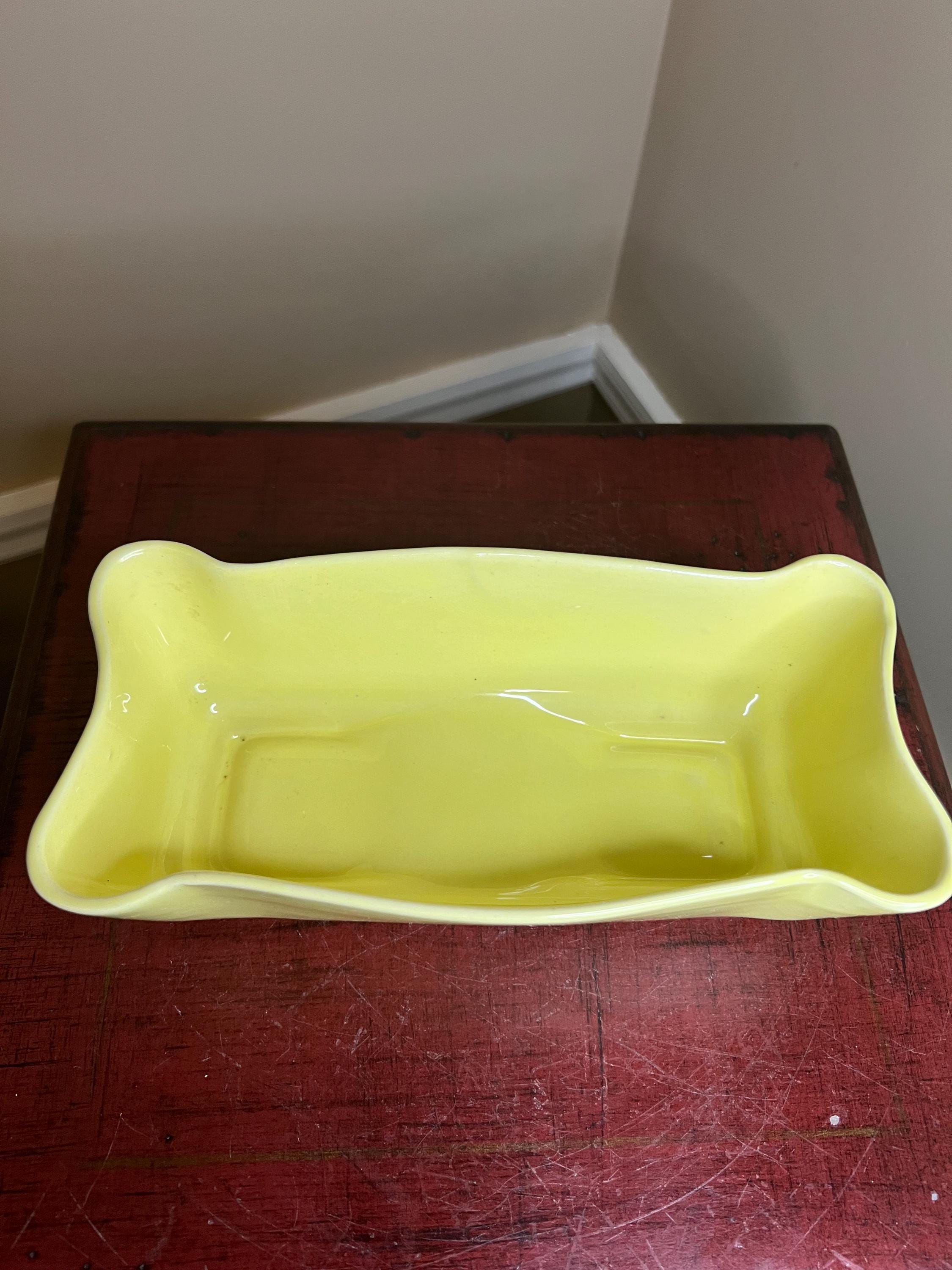 Vintage MCM Yellow Pottery Planter- Rectangular “ Bone” Shape-9” L - Etsy