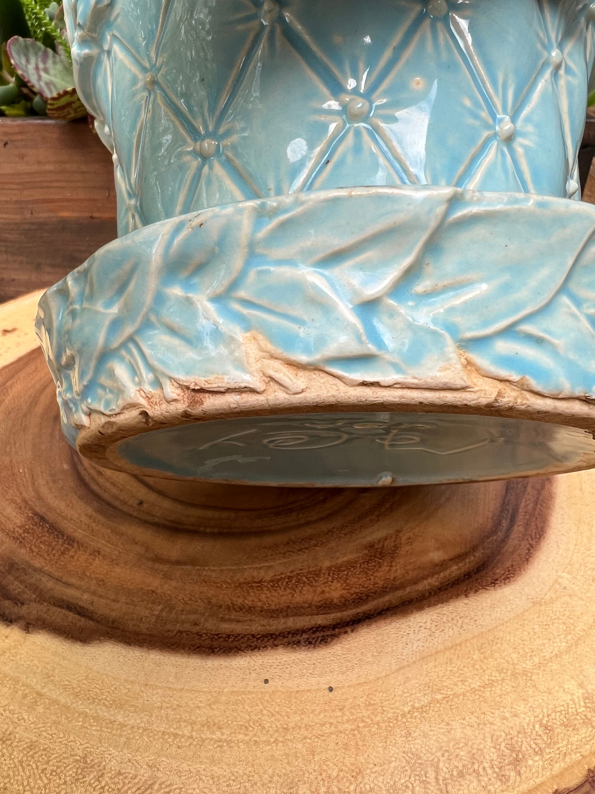 Vintage Mccoy Quilted Light Turquoise 5 Inch Flower Pot With - Etsy