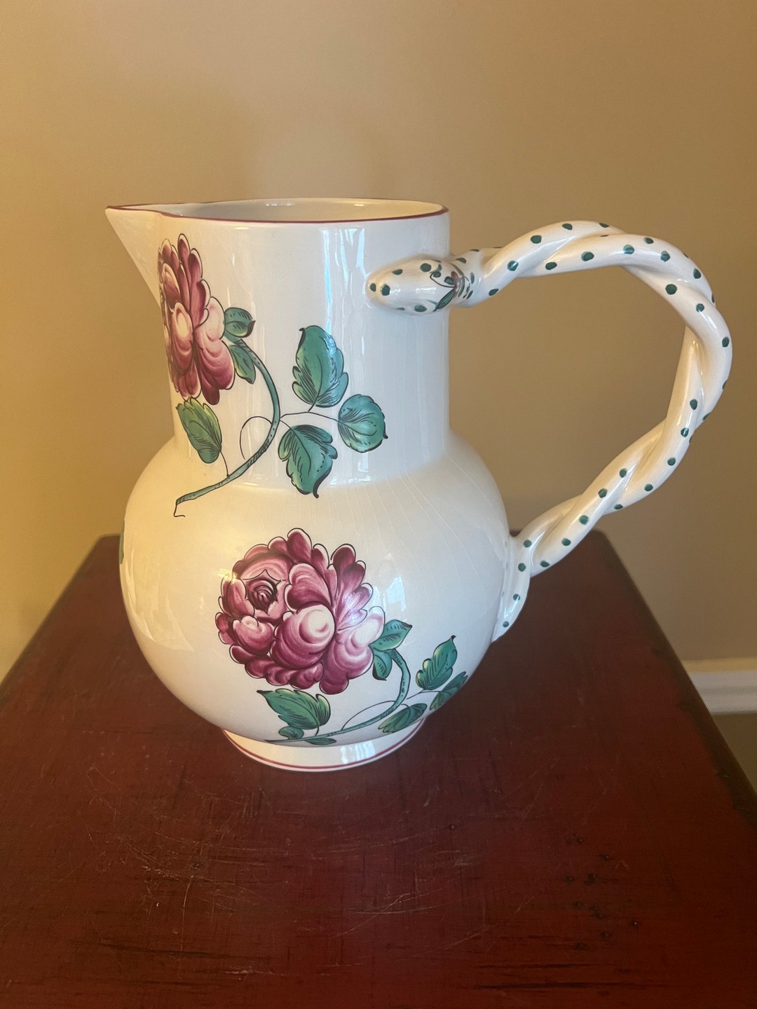 Vintage Tiffany & Co Strasbourg Flowers Ceramic Pitcher With English ...