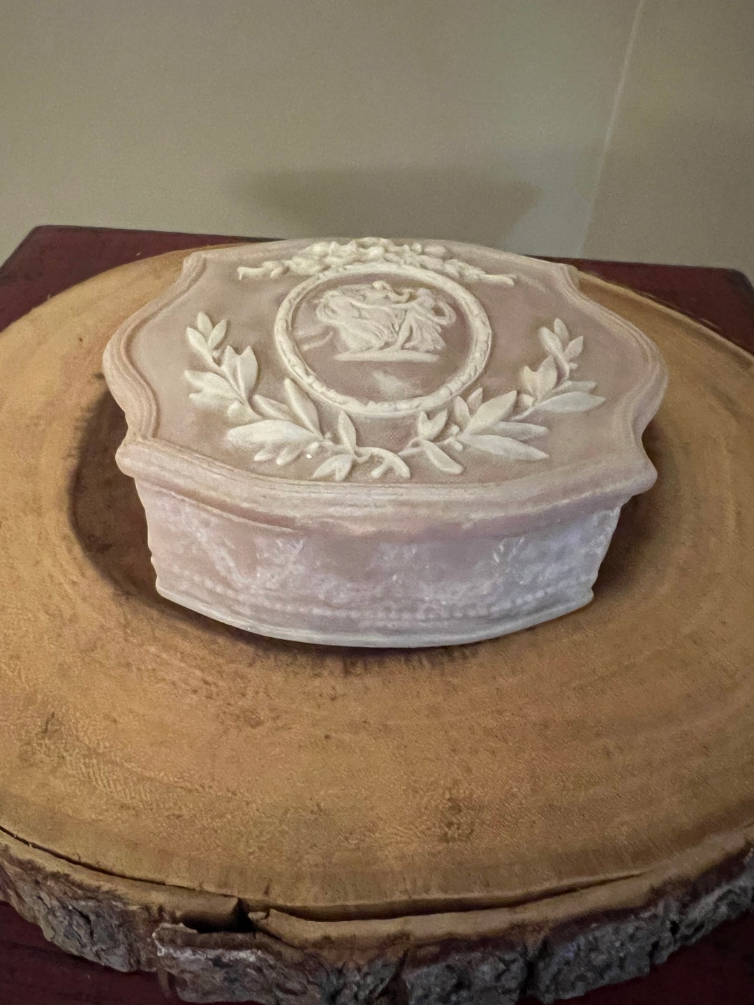 Vintage Incolay Jewelry Box/blush - Etsy