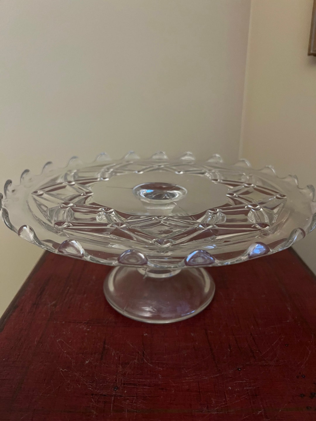 EAPG Bryce Higbee Glass Cake Plate in Nailhead Pattern - Etsy