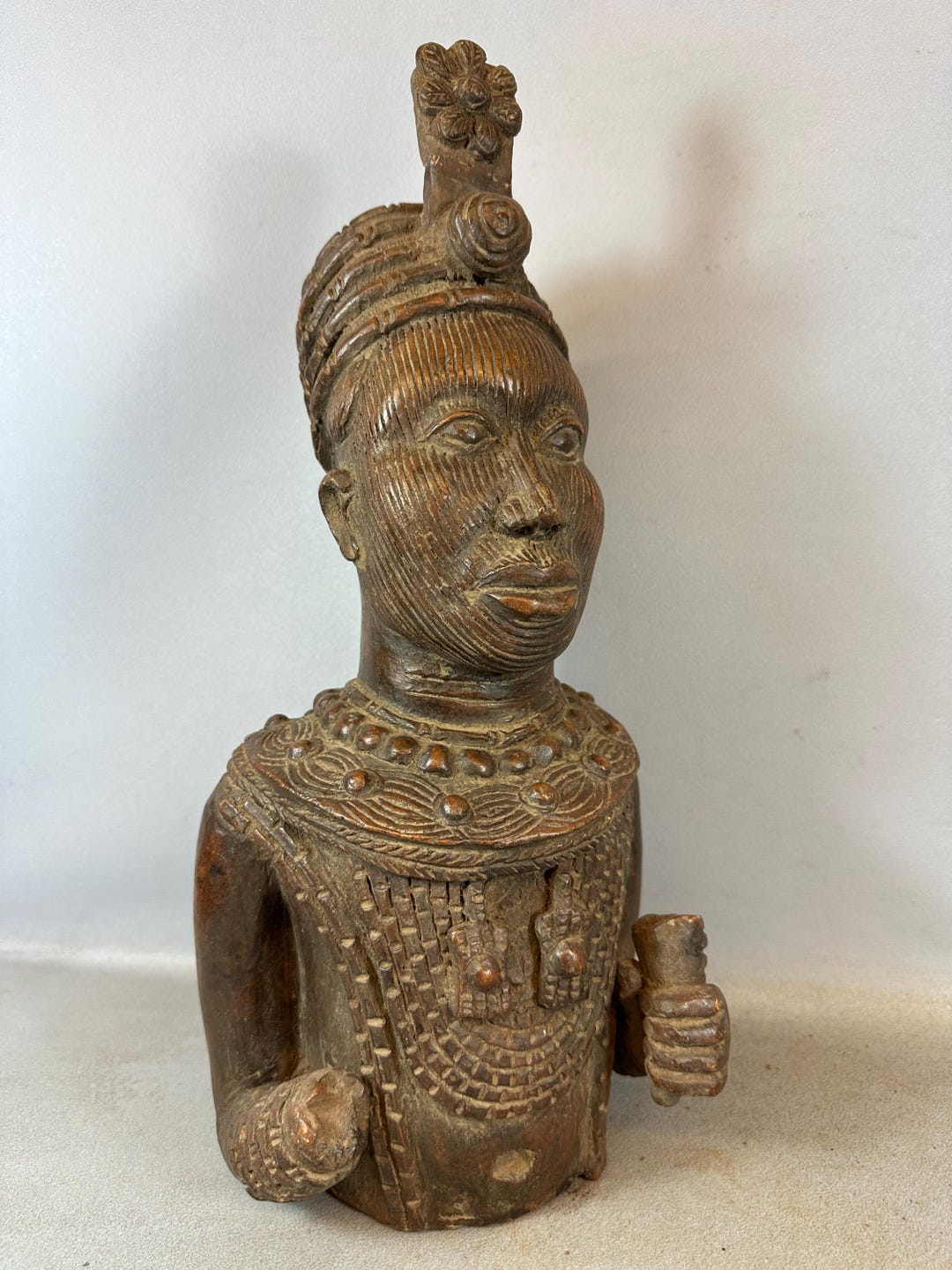 241142 - Large Old African Oba Village Benin Terracotta Sculpture ...