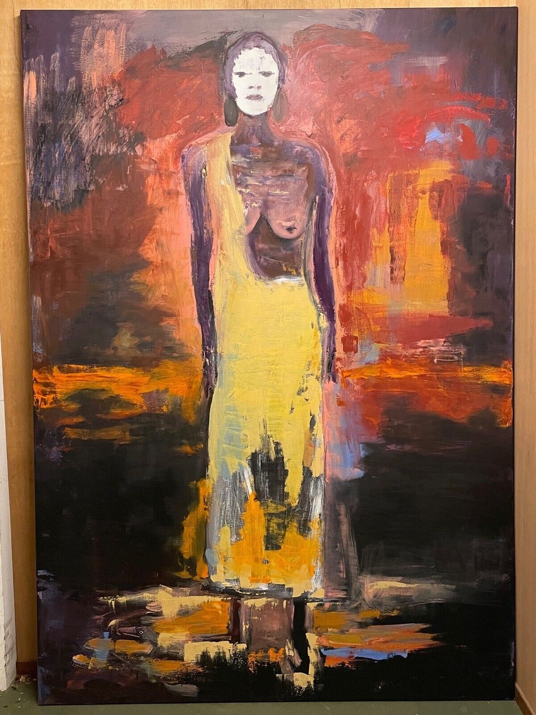 210928 - Very Large - 200 Cm X 140 Cm - Oil Painting of a Kara Woman ...
