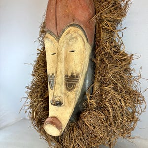 240907 - Old African Fang Mask With Raffia- Gabon. - Etsy