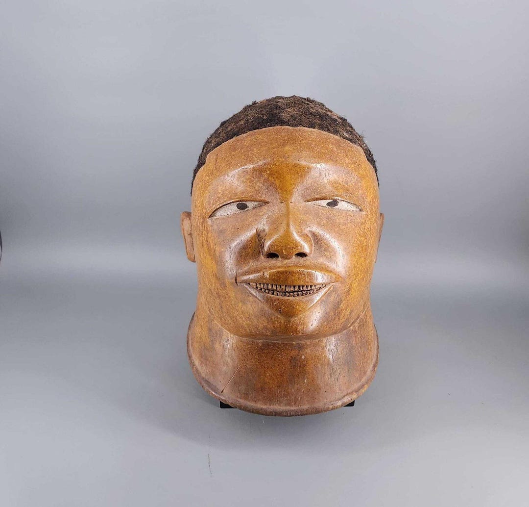 241041 - Rare African Makonde Helm Mask With Real Hair - Tanzania. - Etsy