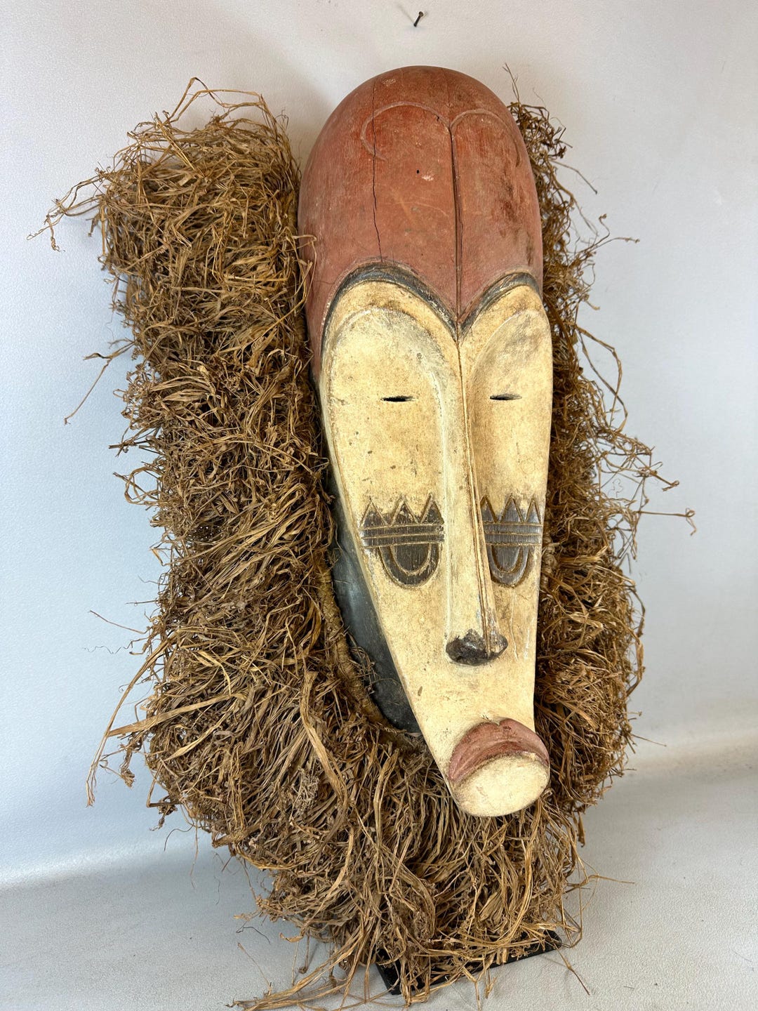 240907 - Old African Fang Mask With Raffia- Gabon. - Etsy