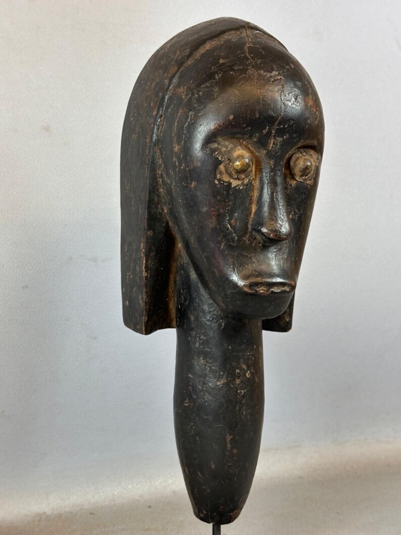 250714 - Old African Fang Relic Guard Head on Stand - Gabon. - Etsy