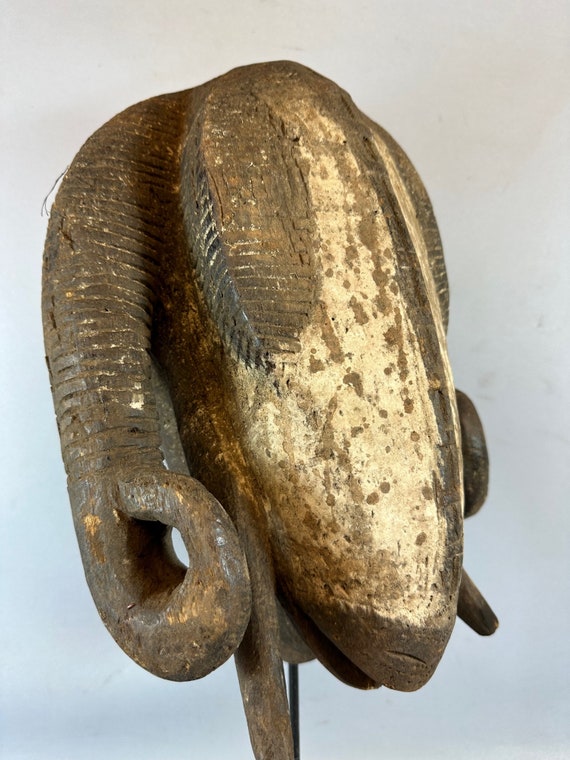 230820 - Old African Baule Wooden Ram Mask Gbagba - I… - Gem