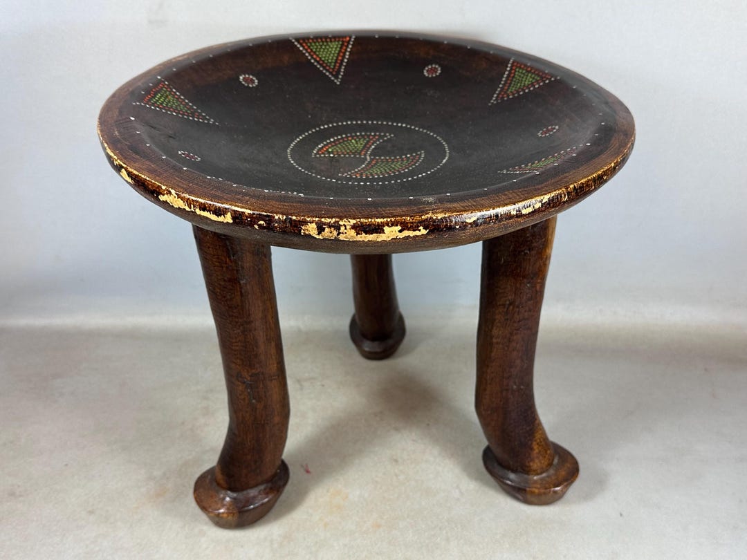 250135 - African Three-legged Stool With Beads From the Jimma Region ...