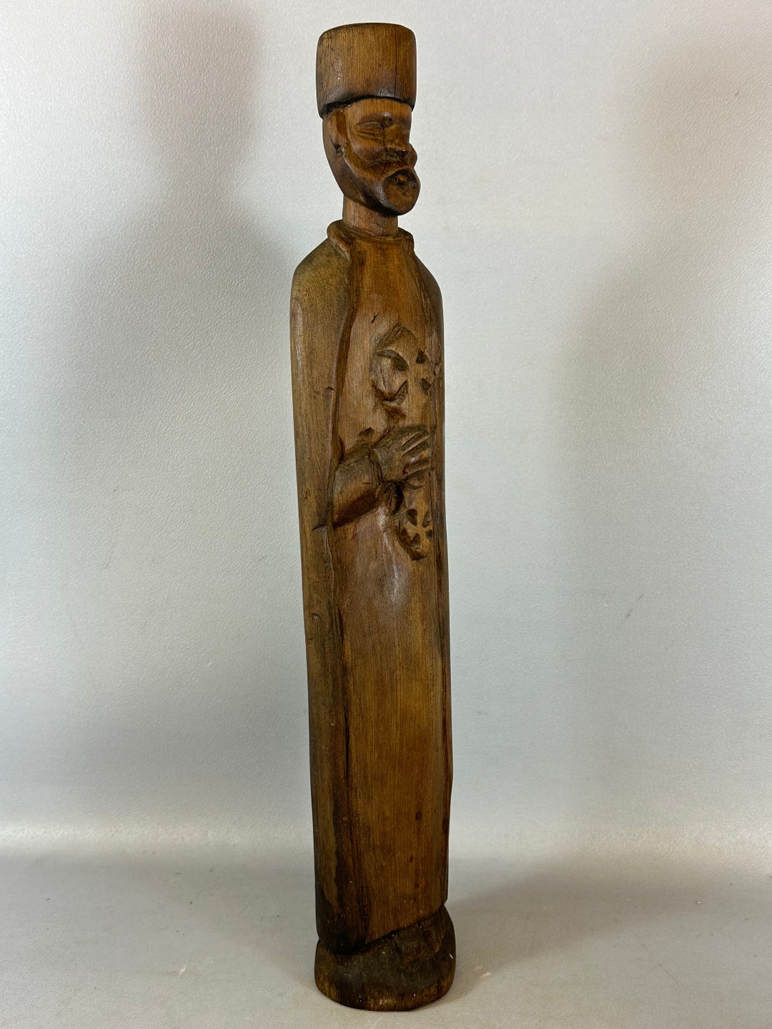 240207 - Antique Ethiopian Coptic Priest Olive Wood Hand Carving ...