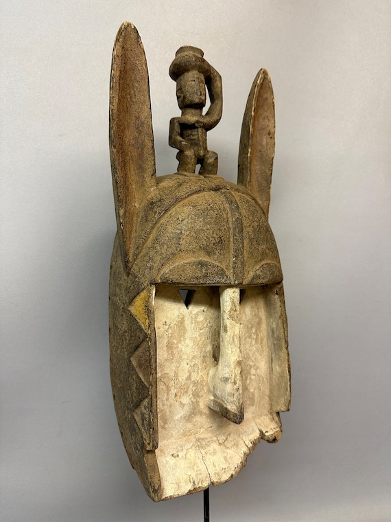 240217 - Old African Dogon Walu Rabbit Mask with stat… - Gem