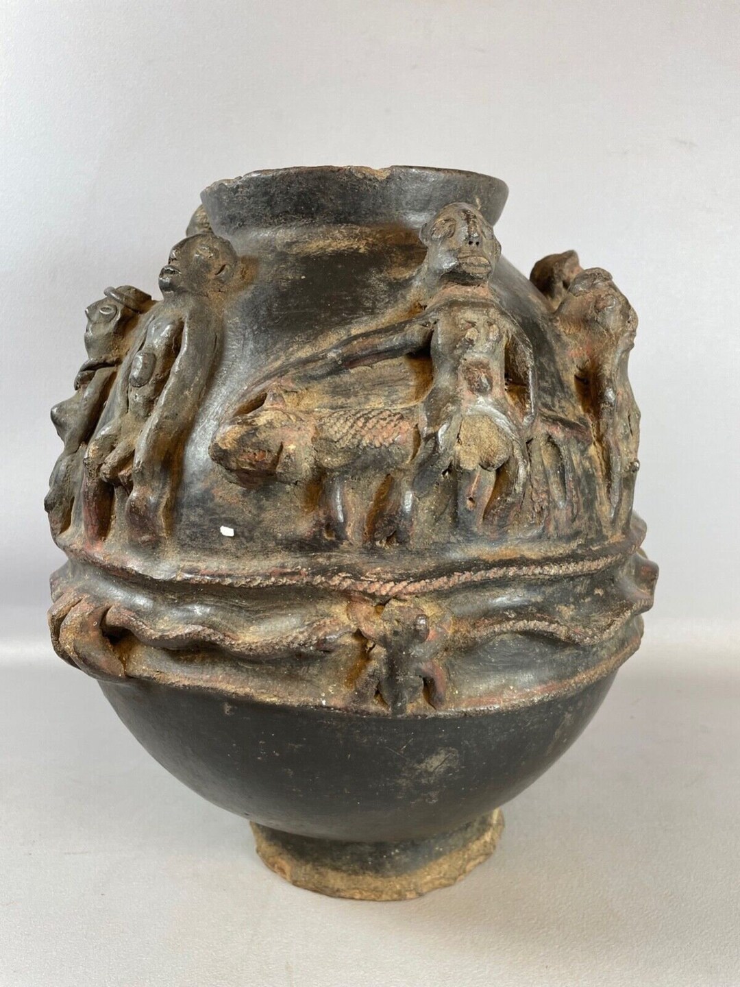 230232 Extremely Rare Old African Bariba or Yoruba Terracotta Pot Benin ...