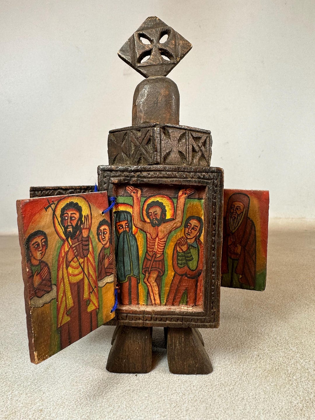 250330 - Antique Rare Wooden 19th Century Ethiopian Coptic Altar Icon ...