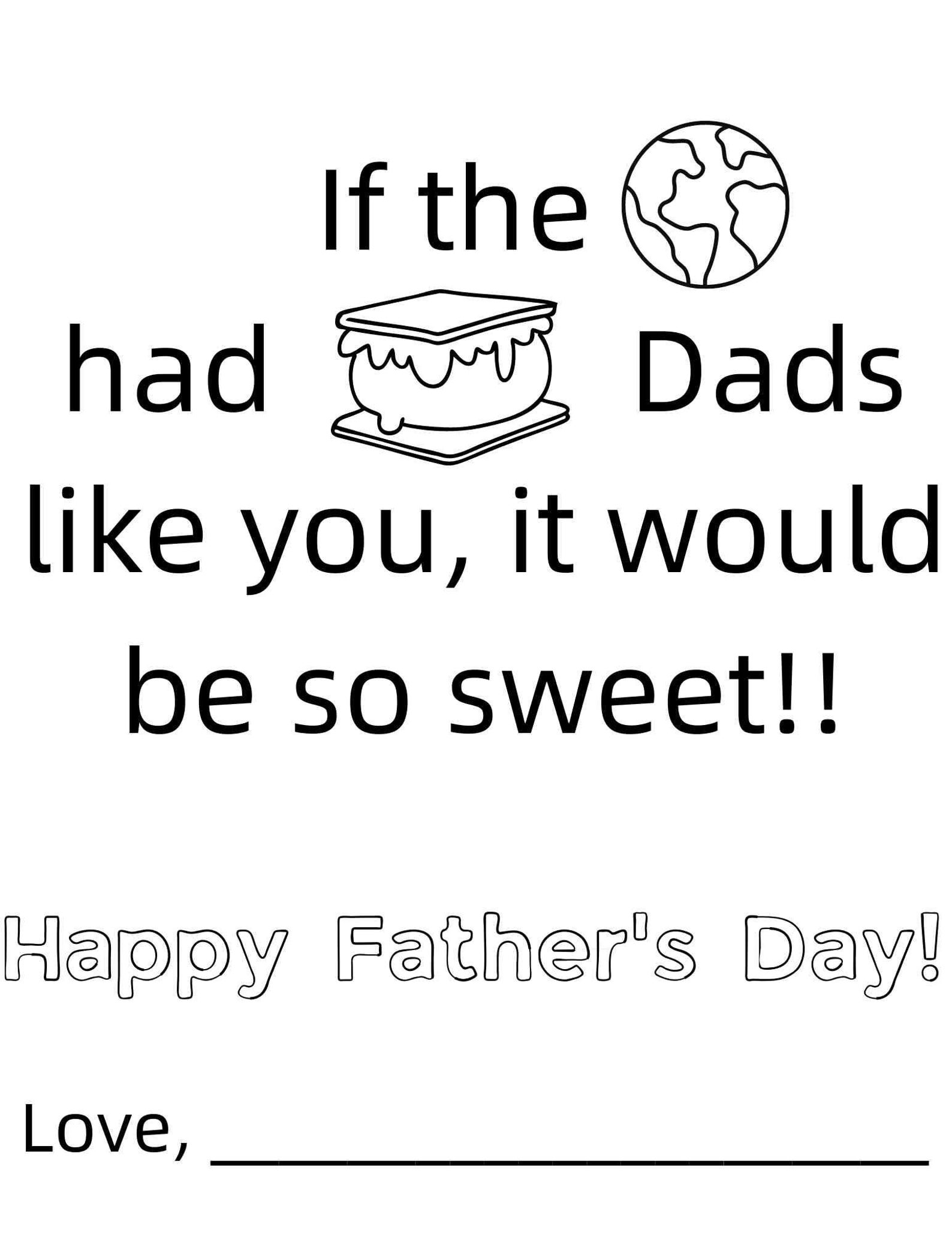 Father's Day Printable, Coloring Page, Smores, Smore Dads Like You, Dad ...