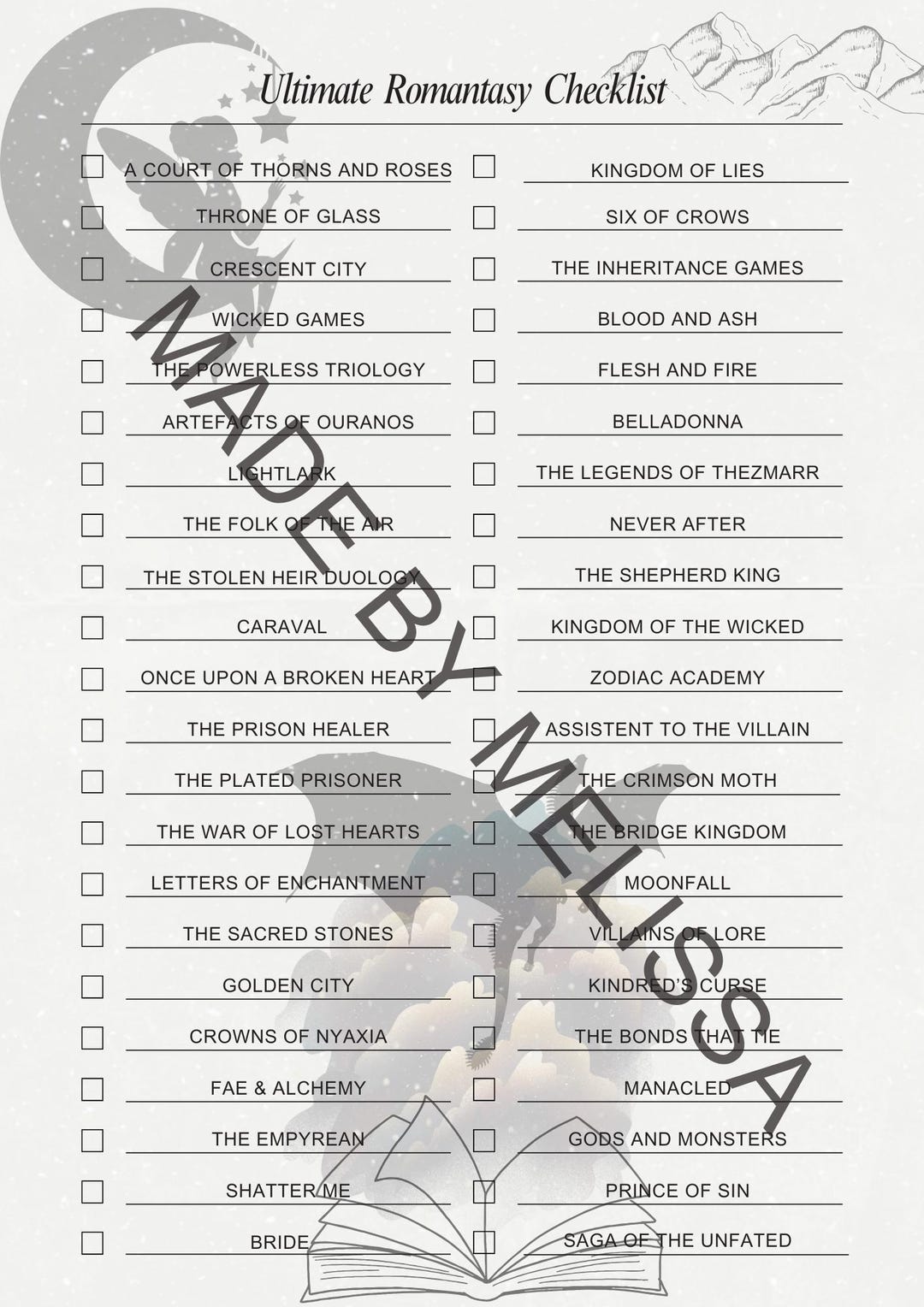 Ultimate Romance Checklist - Etsy