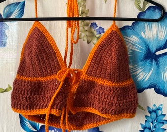 CROCHET MINI TOP Crochet Tie Front Mini Crop Top Crop Top Crochet Top ...