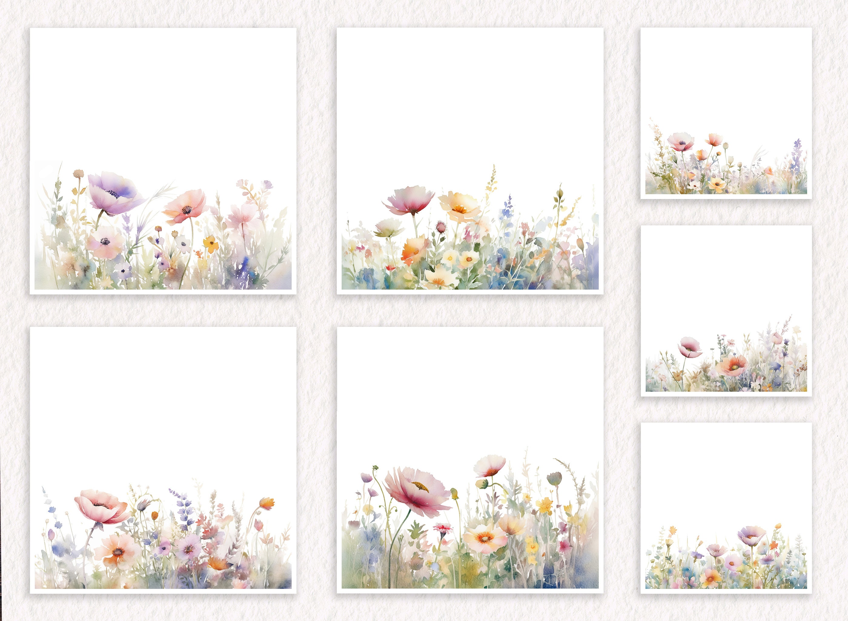10 JPG Meadow Fields Border Watercolor Floral Clipart - Etsy
