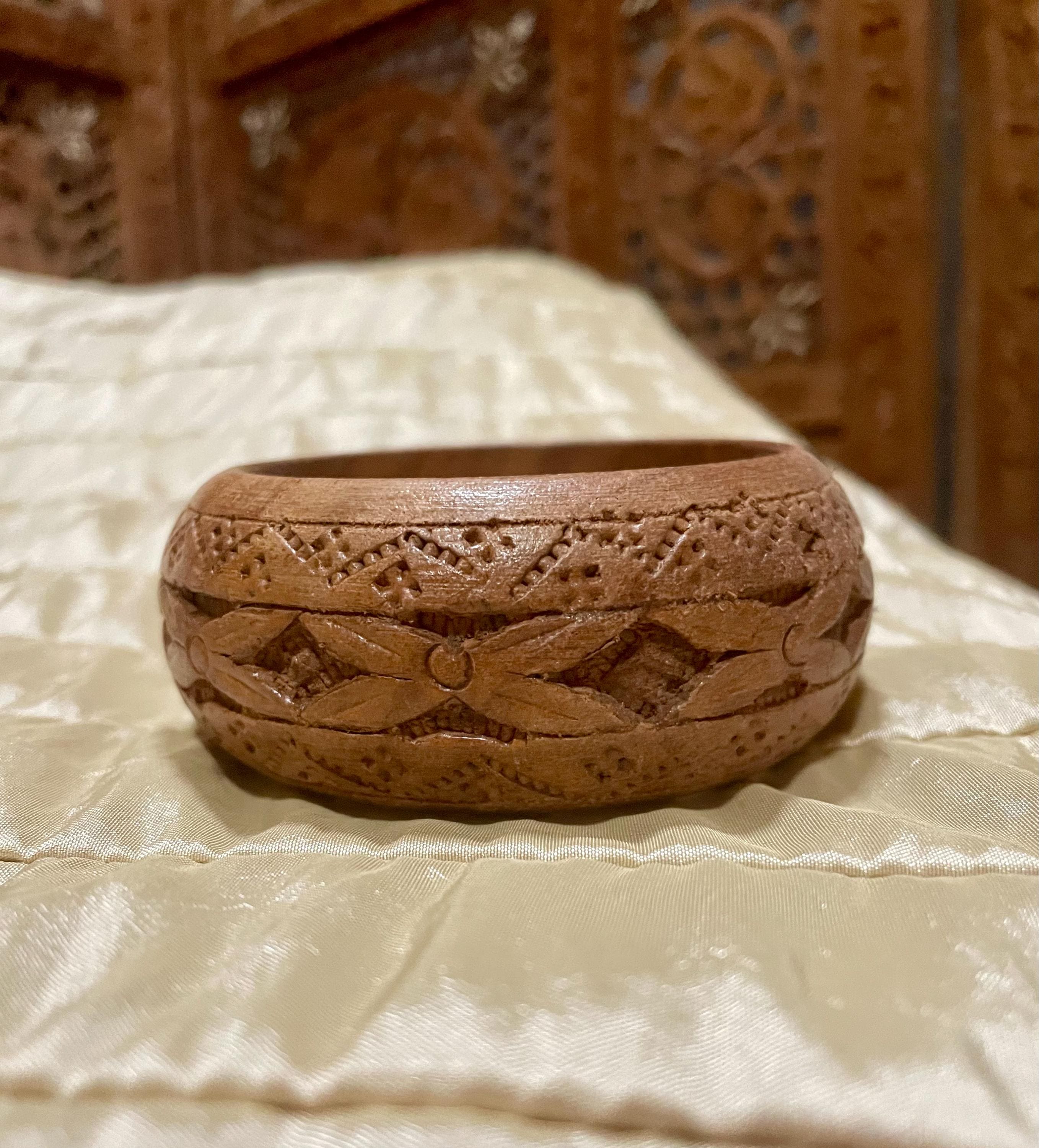 Wood Carved Bracelet - Etsy