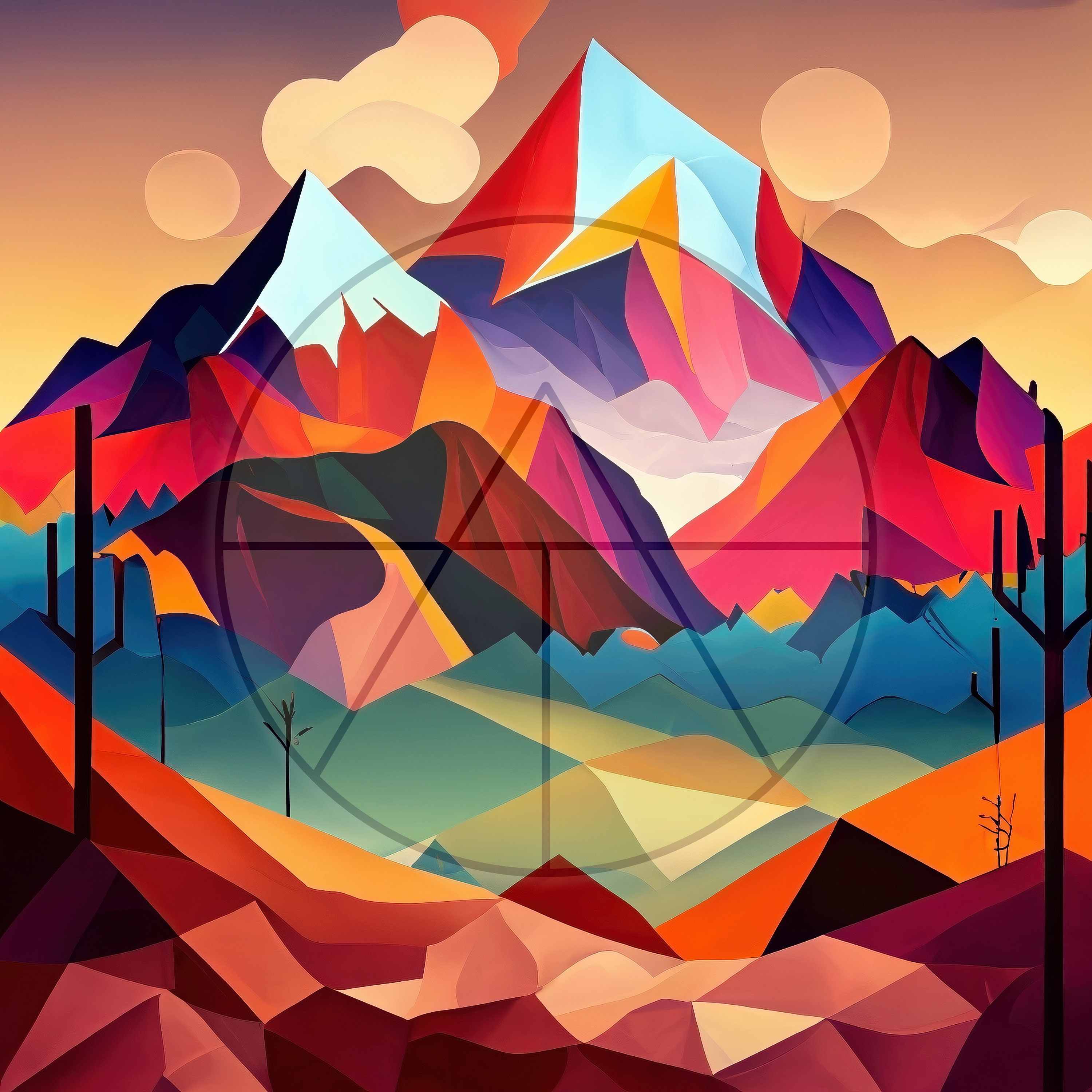 Stylized Pop Art Mountain Landscape - Etsy