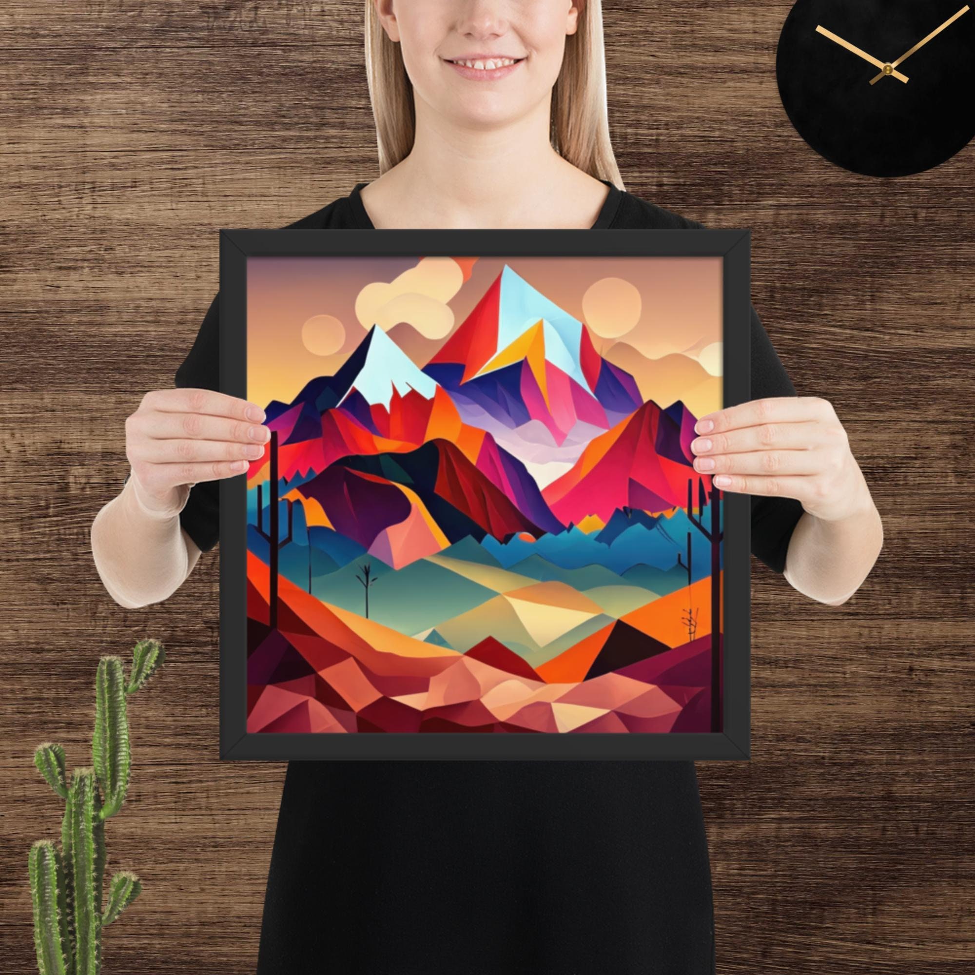 Stylized Pop Art Mountain Landscape Framed Print - Etsy