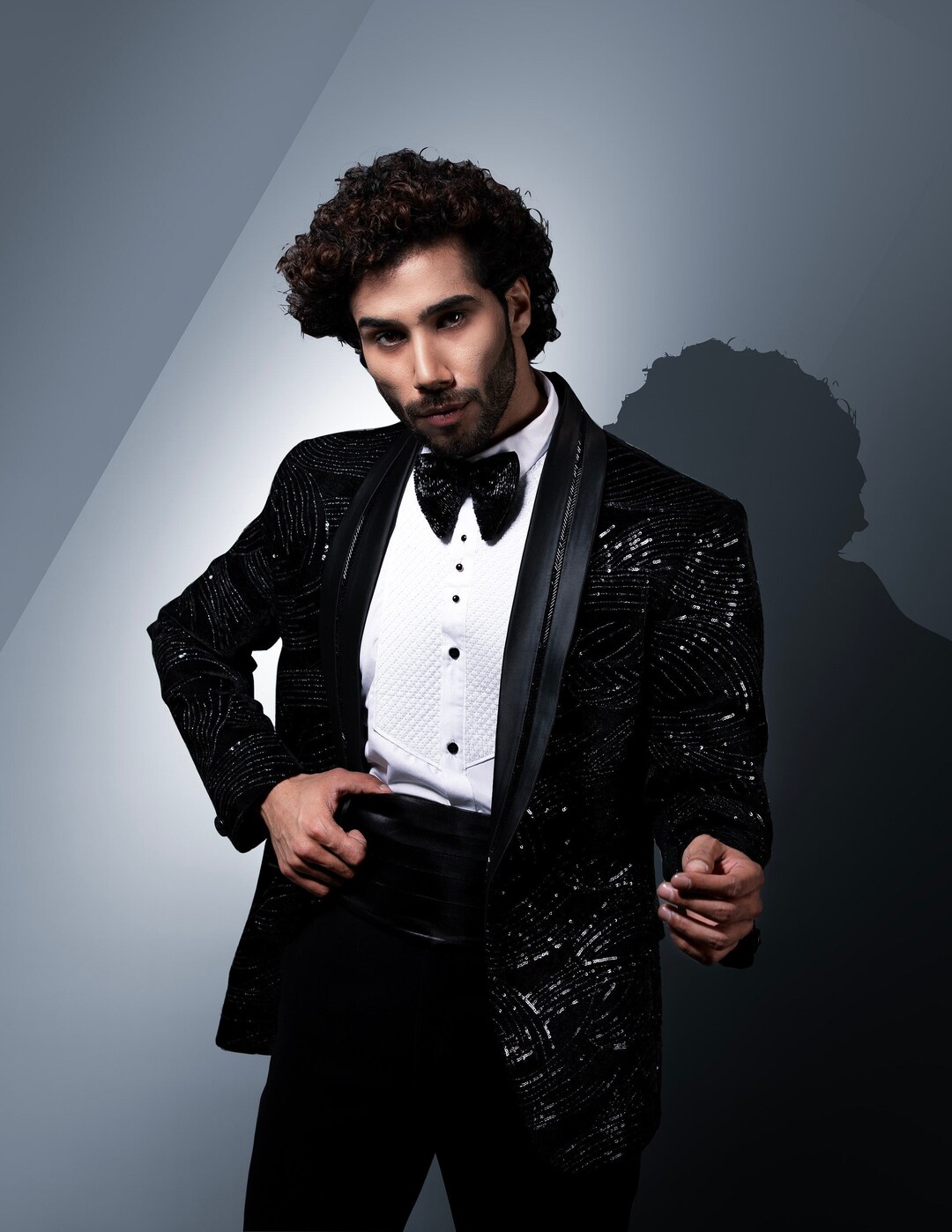 Black Embroidered Tuxedo Jacket and Trouser. - Etsy