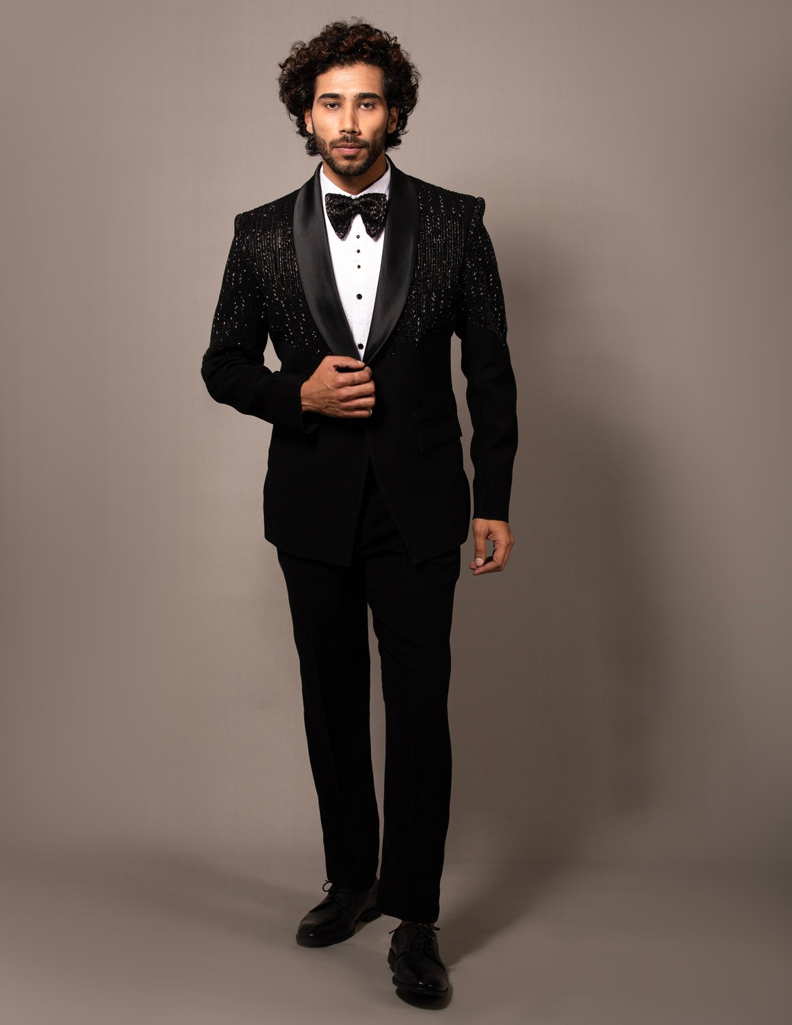 Black Embroidered Tuxedos for Men - Etsy